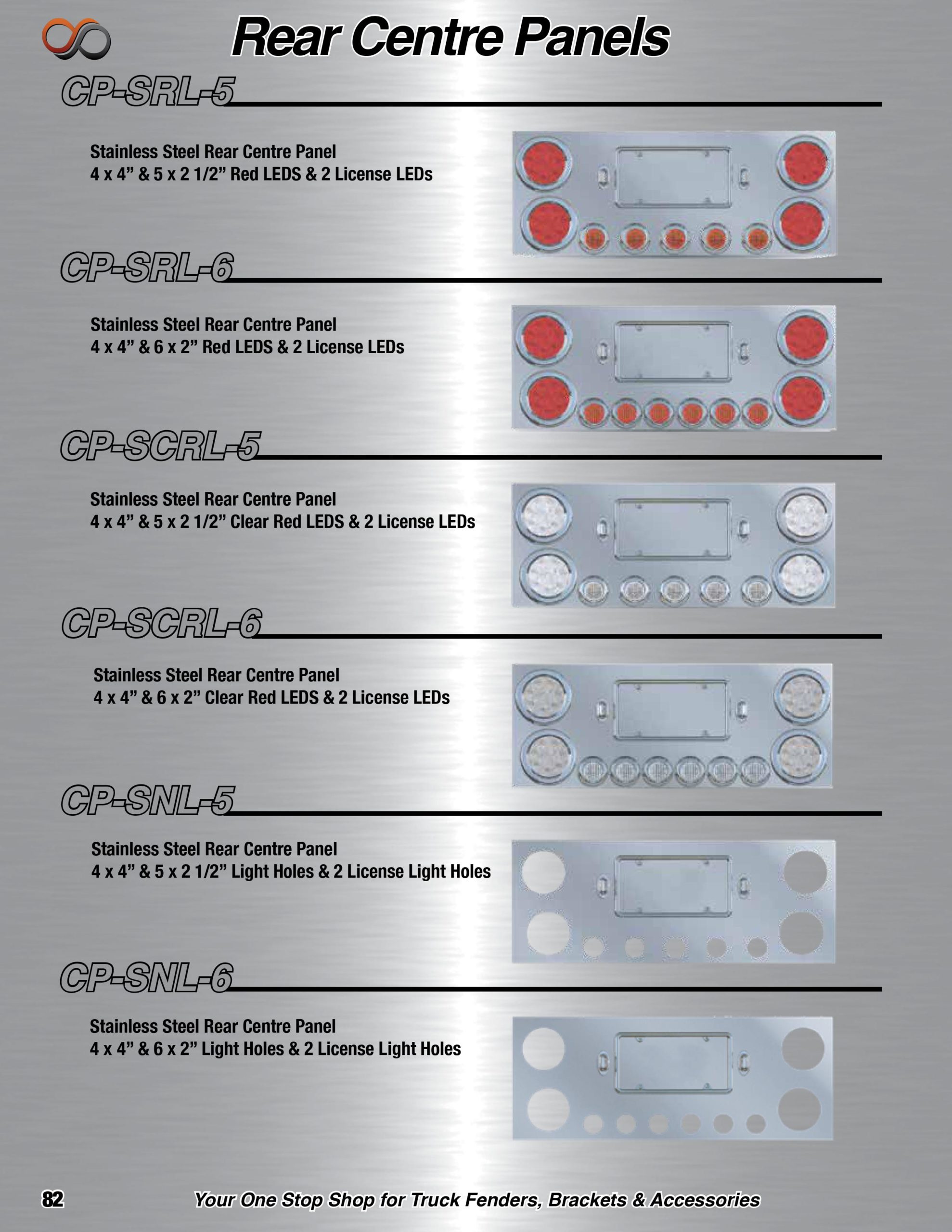 CP-SCRL-6 SS Rear Centre Panel Clear Red Lights - 4 x 4" & 6 x 2 ...